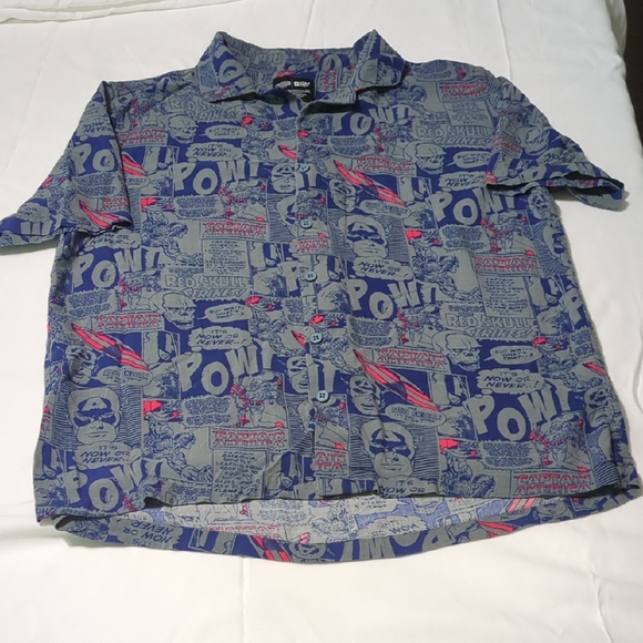 Marvel | Shirts | Marvel Captain America Comic Strip Style Blue And ...